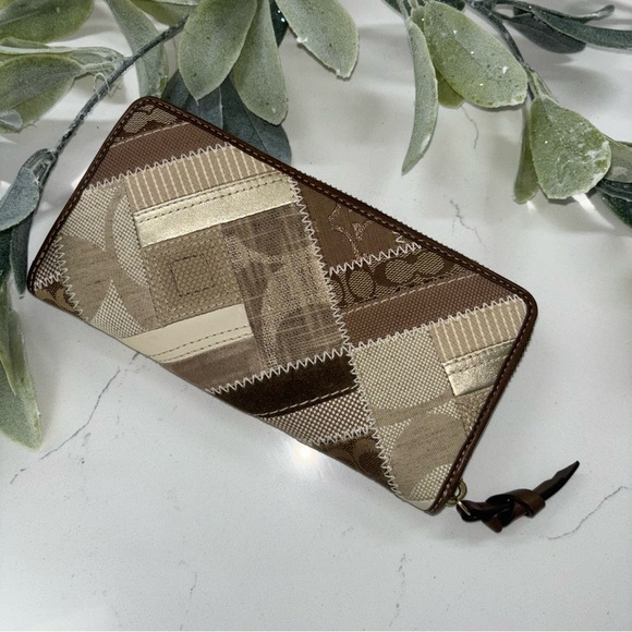 Coach | Bags | Coach Patchwork Large Tanbrown Wallet | Poshmark